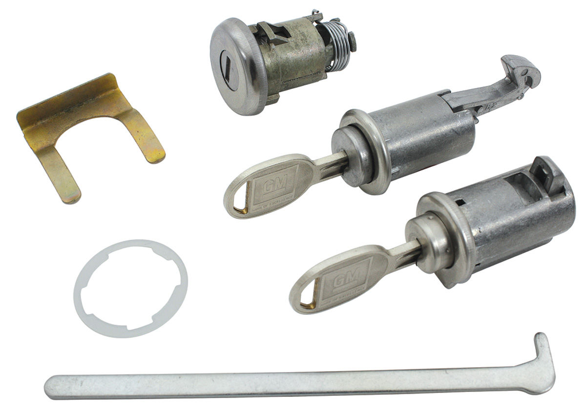 Lock Set, Console/Glove Box/Trunk, 1966-68 Bonn/Cat/GP, Late Style ...