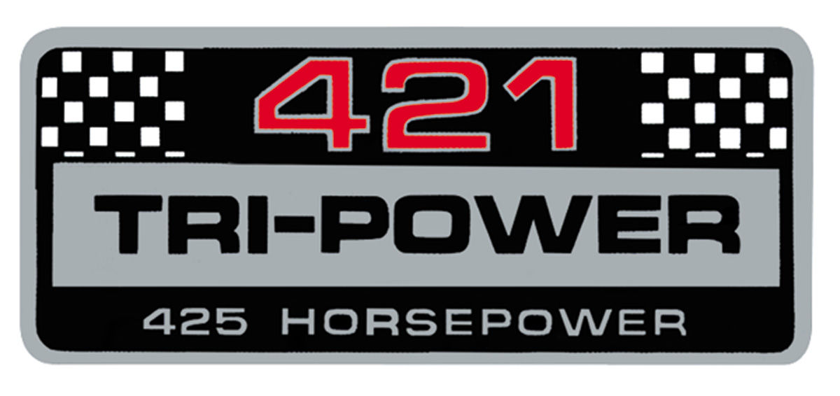 Decal, 64-66 Pontiac, Valve Cover, 421, Tri-Power, 425HP @ OPGI.com