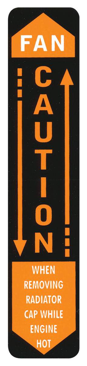 Decal, Fan Caution, 1962-63 Bonneville/Catalina/Grand Prix, Vertical ...
