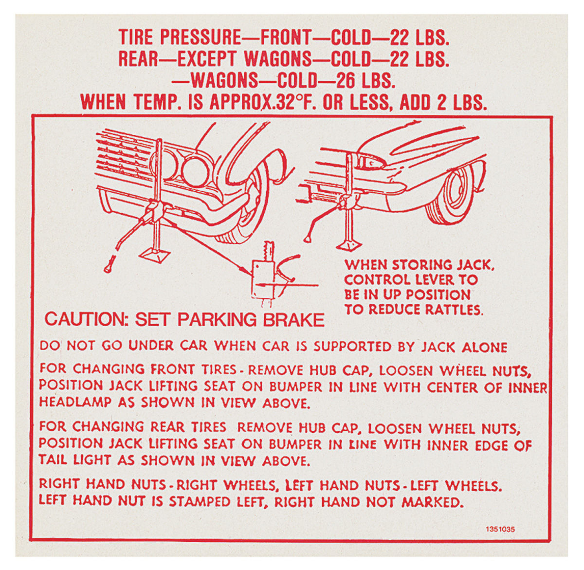 Decal, 62 Special, Trunk, Jack Instructions @ OPGI.com