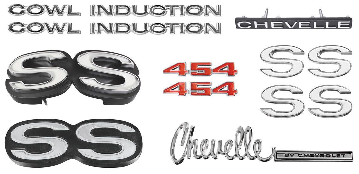 Emblem Kit, 1971 Chevelle Super Sport (SS) 454 'Cowl Induction" @ OPGI.com
