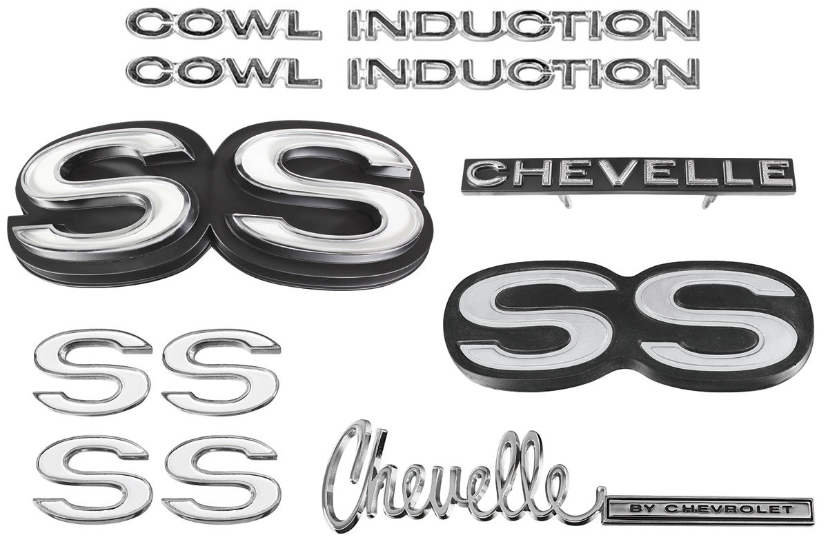 Emblem Kit, 1972 Chevelle Super Sport (SS) 350/396 'Cowl Induction ...