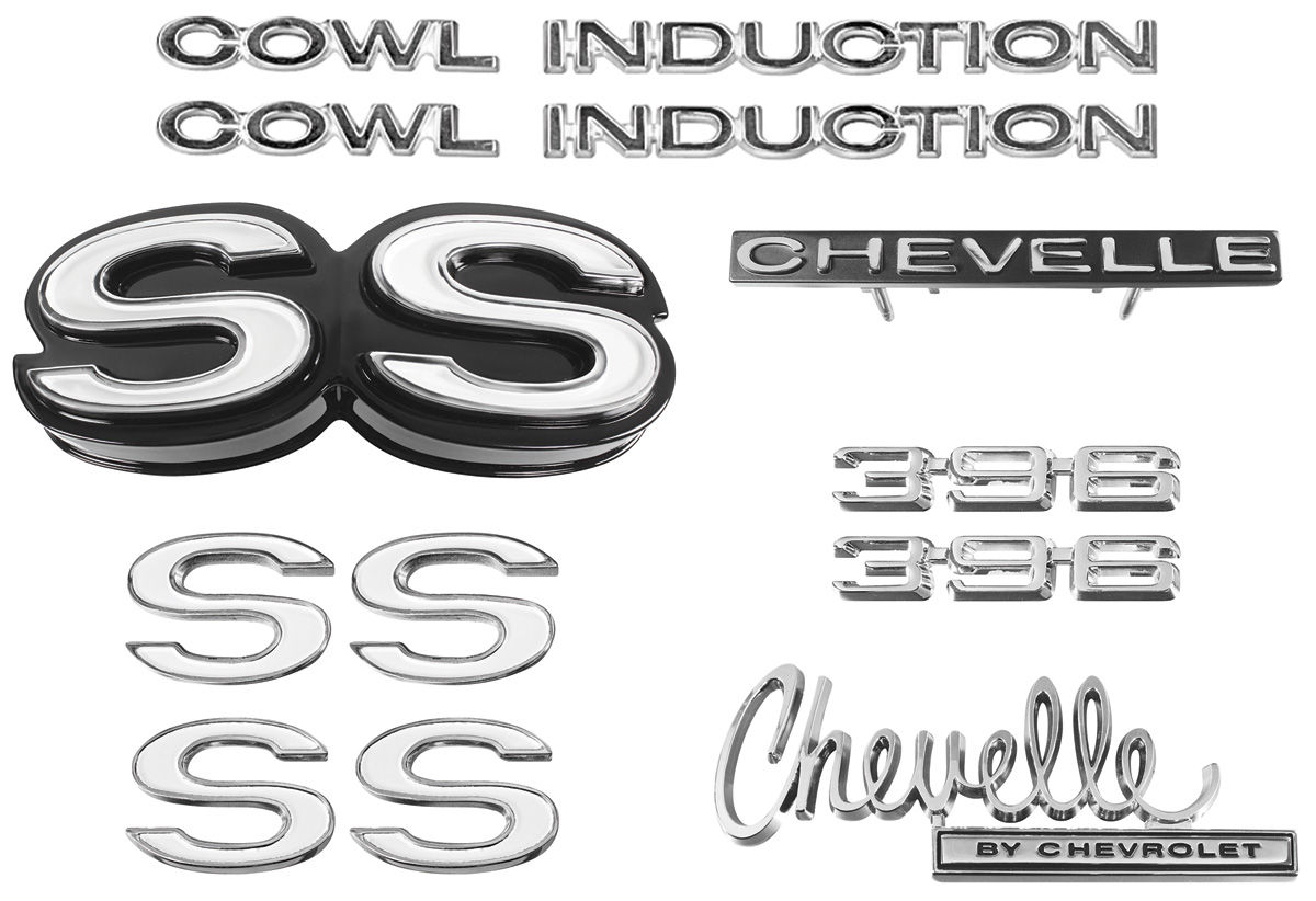 Emblem Kit, 1970 Chevelle Super Sport (SS) 396 "Cowl Induction" @ OPGI.com