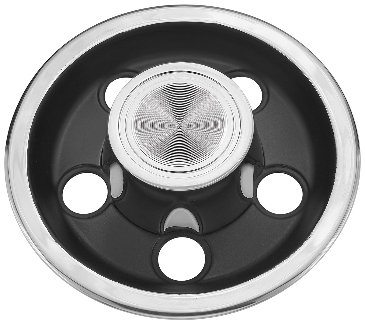 Wheel Vintiques - Hub Cap, 1966-68 Pontiac, Black, Rally I Wheel @ OPGI.com