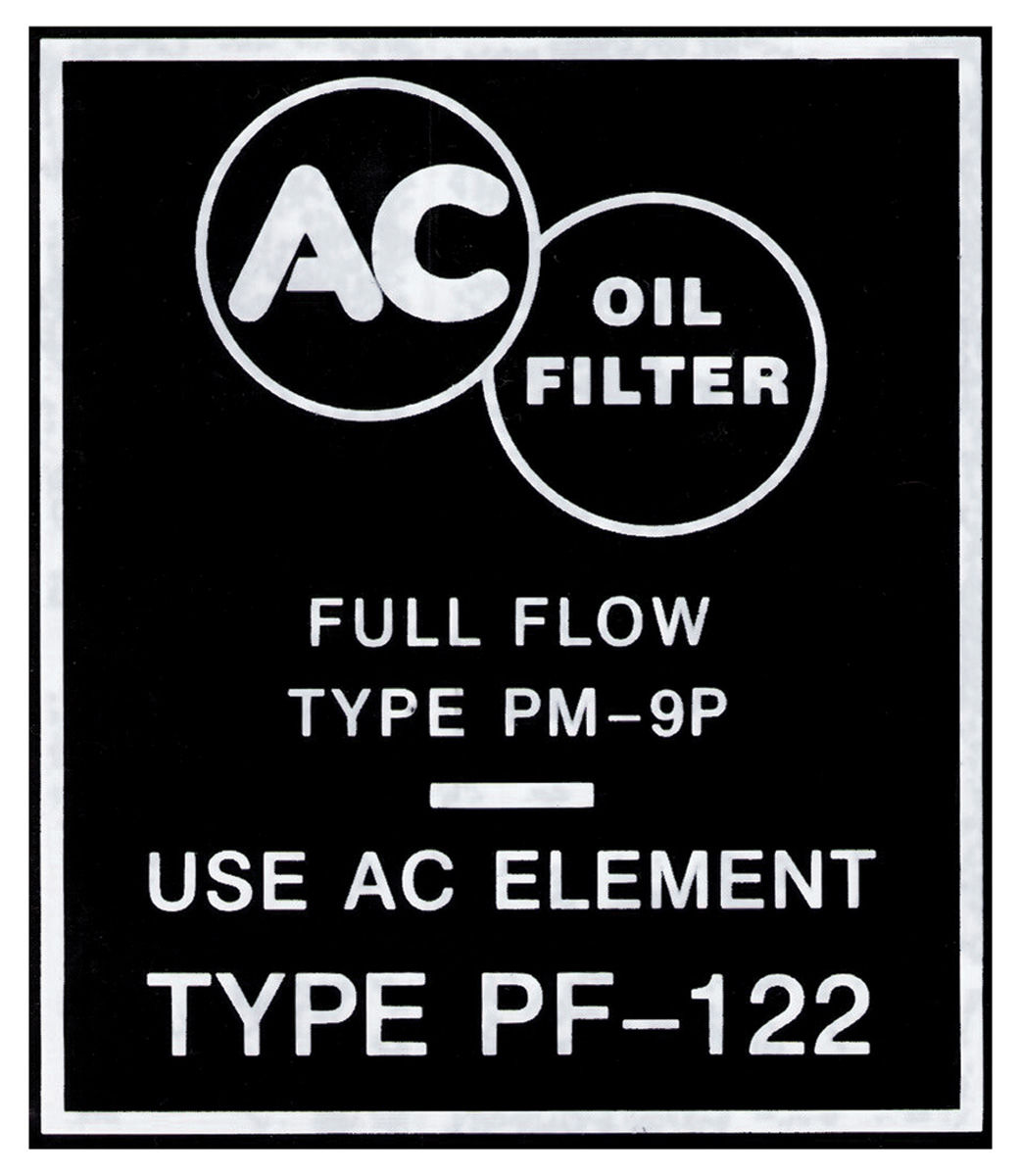 Decal, 1959-60 Bonn/Cat, Oil Filter, PF122 @ OPGI.com
