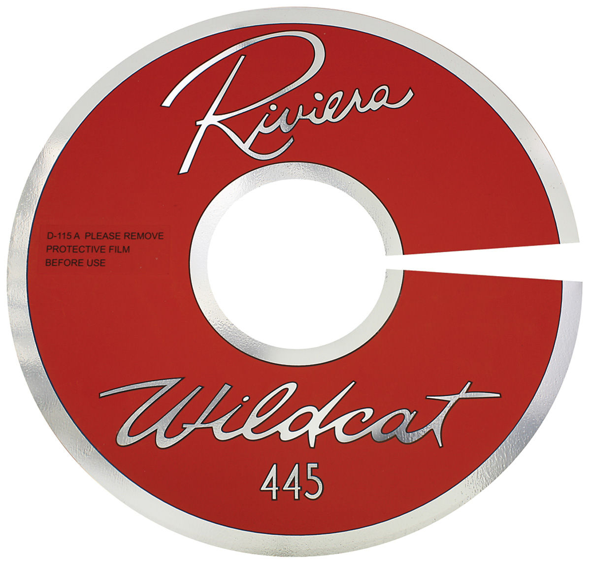 Decal, 63 Riviera, Air Cleaner, 401, Wildcat 445, 14" Clear, Aluminum ...