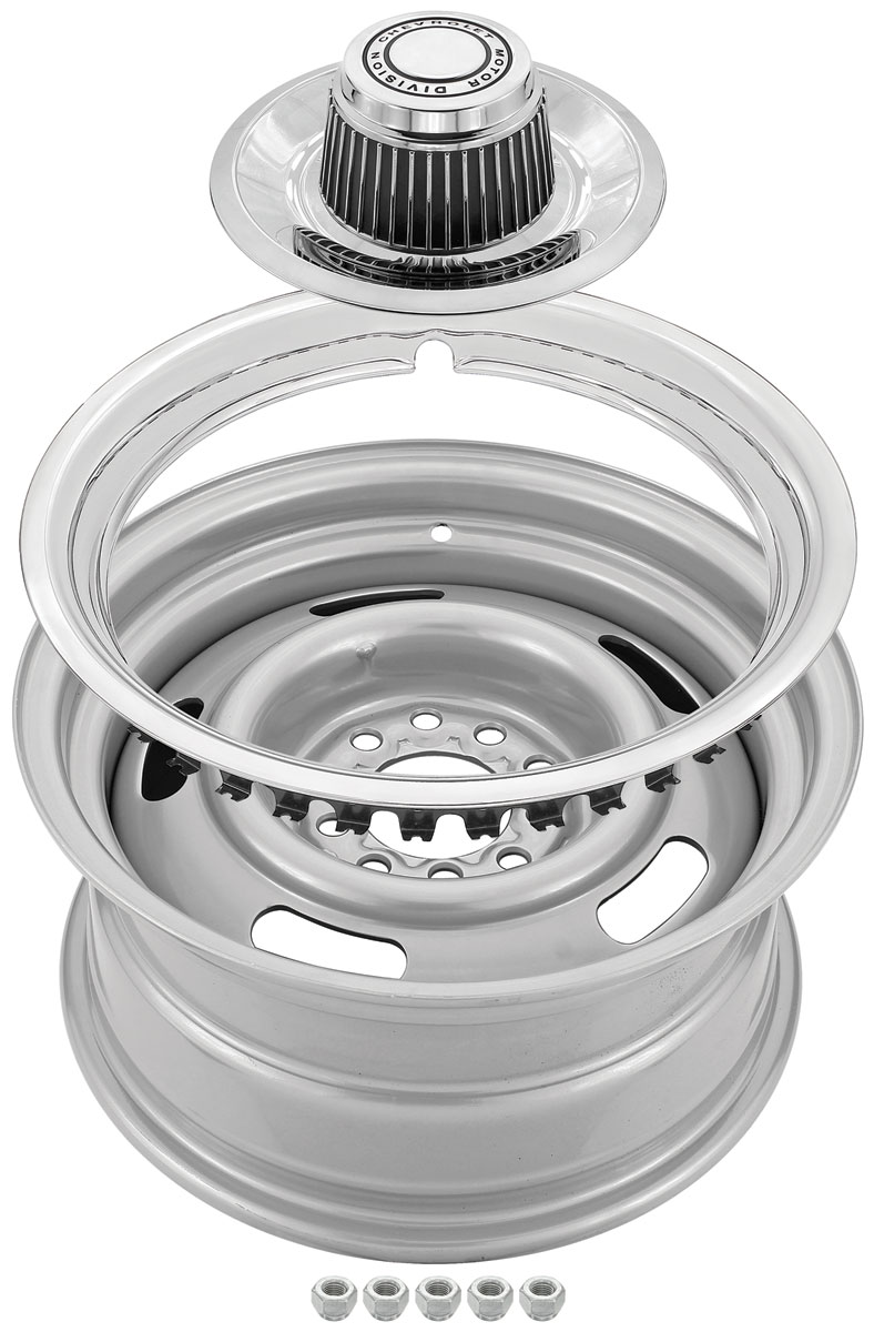 Wheel Kit, Chevrolet Rally Wheel, 14" x 6", w/1968-72 Cap @ OPGI.com
