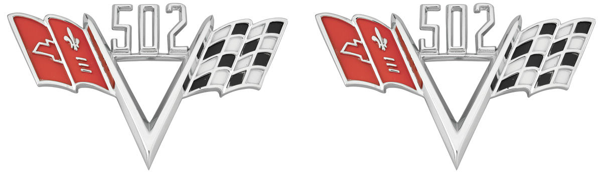 Emblem, Custom V-Flag, 502, Pair @ OPGI.com
