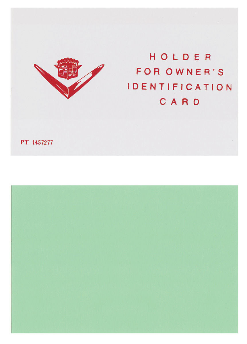 Owners Identification ID Card, 1957-58 Cadillac, w/ Overlay @ OPGI.com