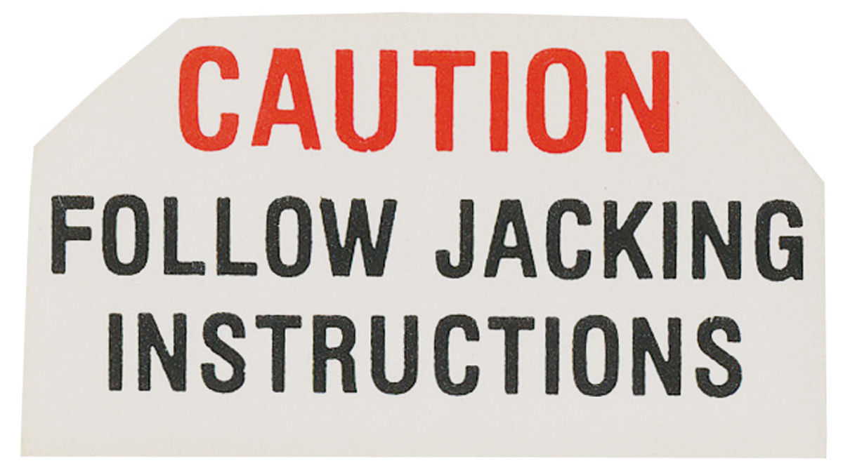 Decal, 59-61 Cadillac, Pontiac, Jack Base Caution @ OPGI.com