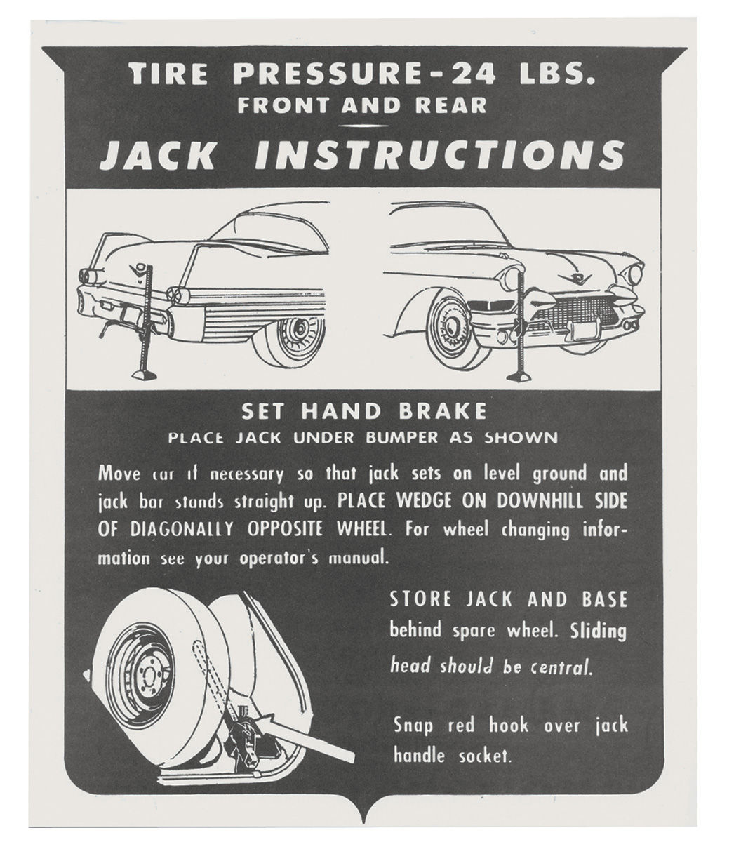 Decal, 57 Cadillac, Trunk, Jack Instruction, exc. Biarritz @ OPGI.com