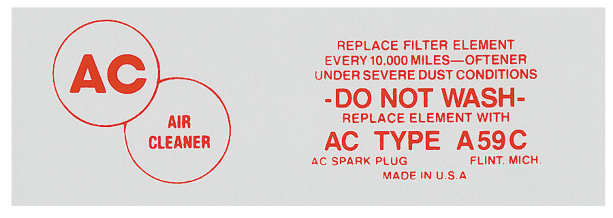 Decal, 54-55 Cadillac, Air Cleaner, Service, Dry Style, A59C @ OPGI.com