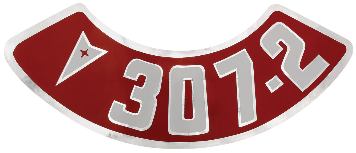 Decal, Air Cleaner, 1959-76 Pontiac, Rounded 307-2 w/Arrowhead ...