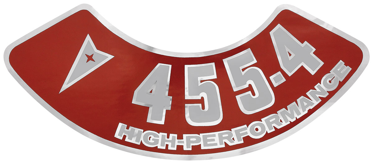 Decal, Air Cleaner, 1959-76 Pontiac, Rounded 455-4V HP w/Arrowhead ...