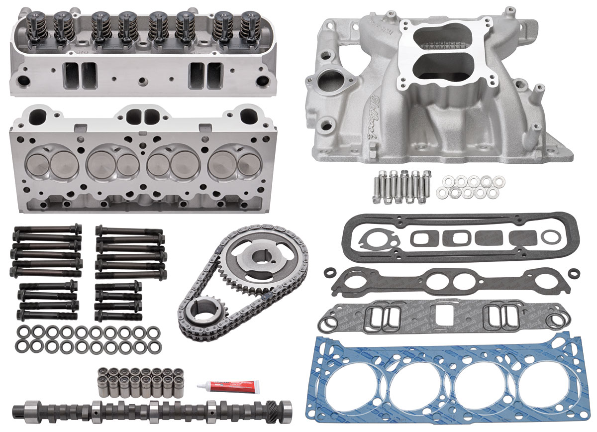 Power Package, Top End, Edelbrock, Pontiac 389-467, 87CC D-Port Heads ...