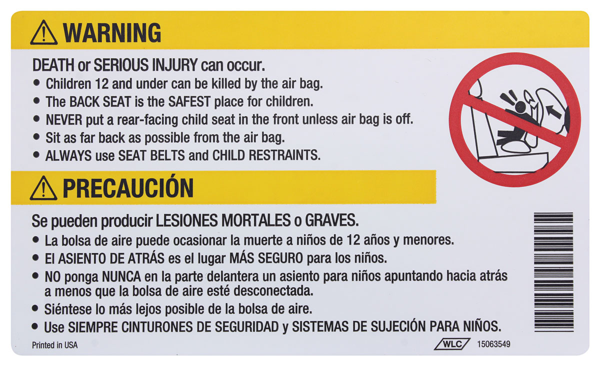 General Motors - Decal, Safety Restraint System, 2004-05 XLR @ OPGI.com