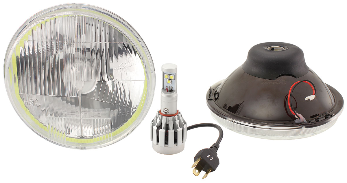 Delta Tech - Headlights, Delta Lights LED 7" Round w/Halo, Flat Glass ...