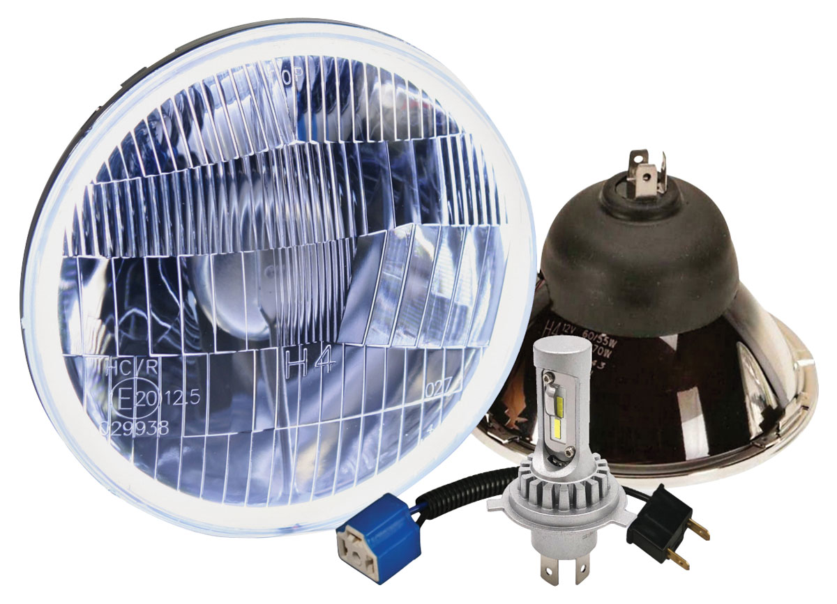 Delta Tech - Headlights, Delta Lights LED 5-3/4" w/Halo, Convex Glass ...