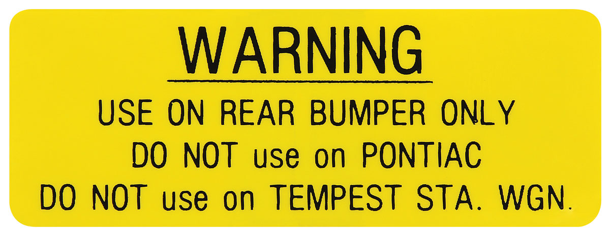 Decal, Jack Hook Warning, 1968 GTO/Tempest/LeMans @ OPGI.com