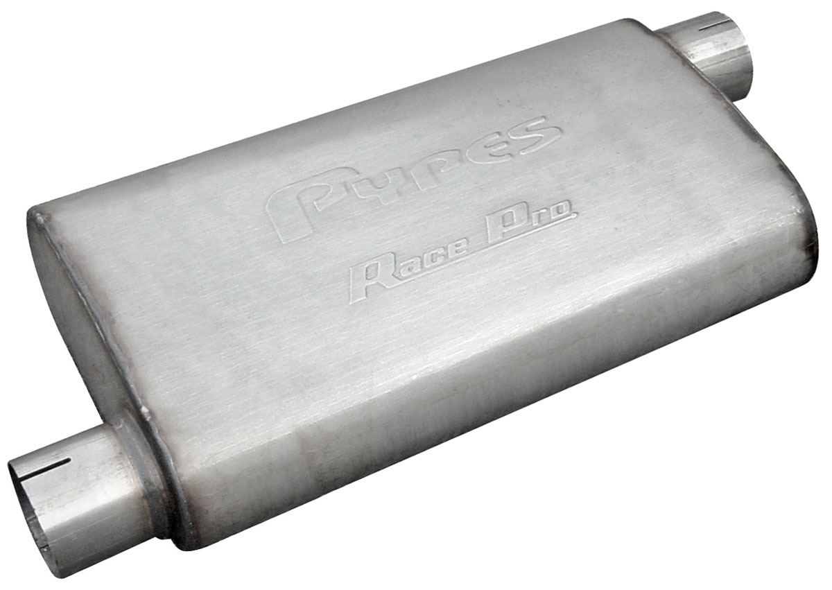 Muffler, Pypes, Race Pro, 2-1/2", Offset Inlet/Outlet, 18" Stainless ...