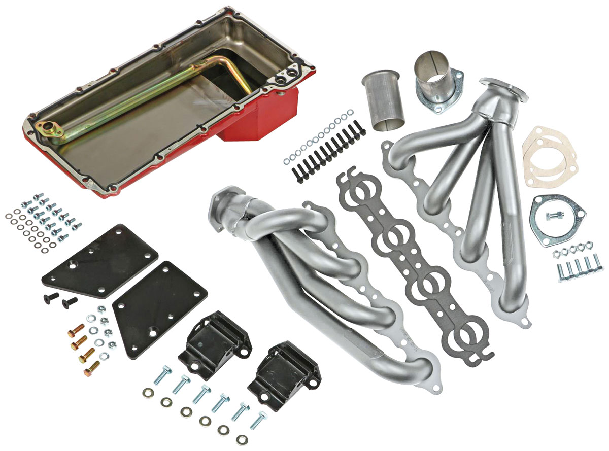 LS Swap Set, Trans Dapt, 1964-67 A-Body, Mid-Length Hdrs, T-56/4L60E ...