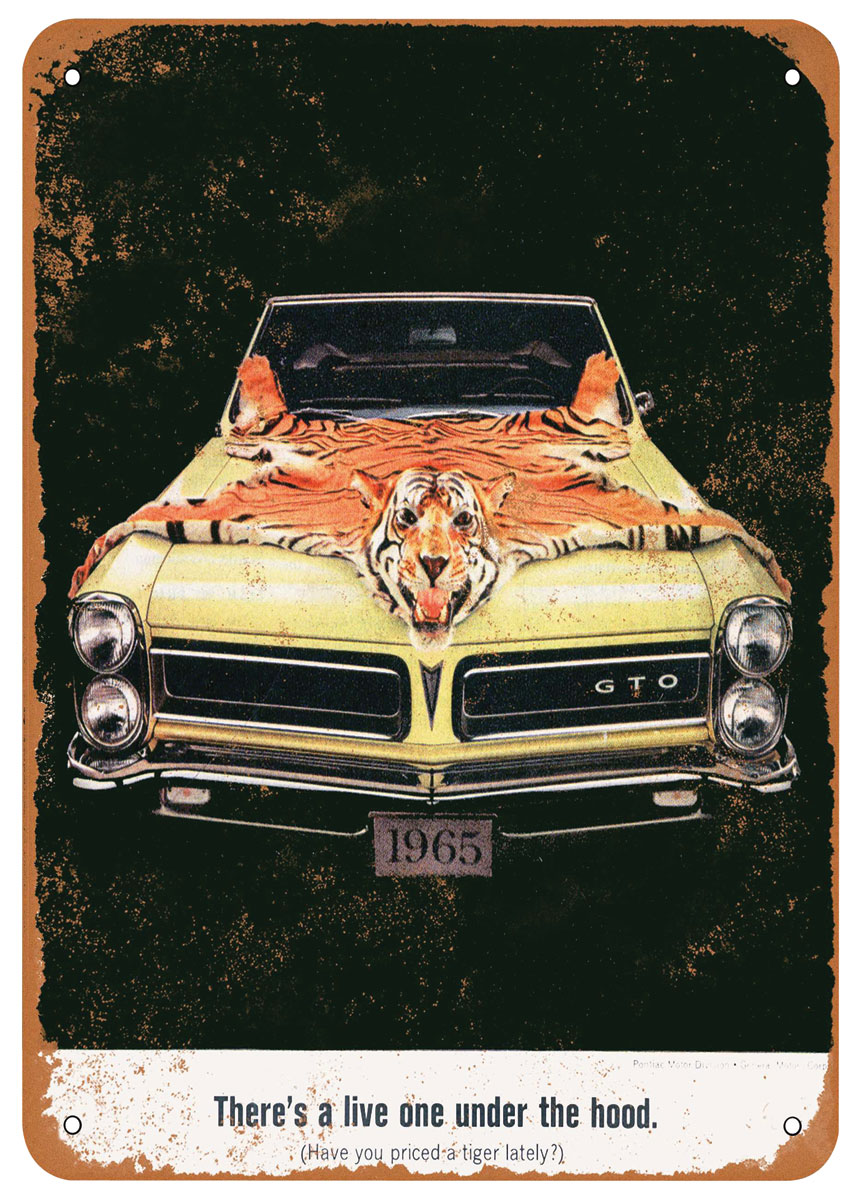 Sign, Aluminum 10"x14", 1965 GTO Tiger @ OPGI.com
