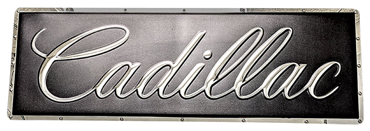 Sign, Cadillac Script Black Chrome 12" x 36" @ OPGI.com