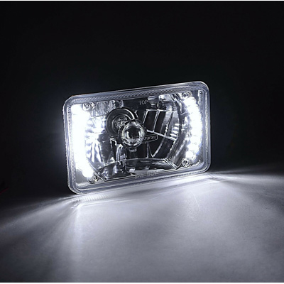 Headlights, Octane Lighting 4X6", LED Split Halo, Halogen H4 Bulb ...