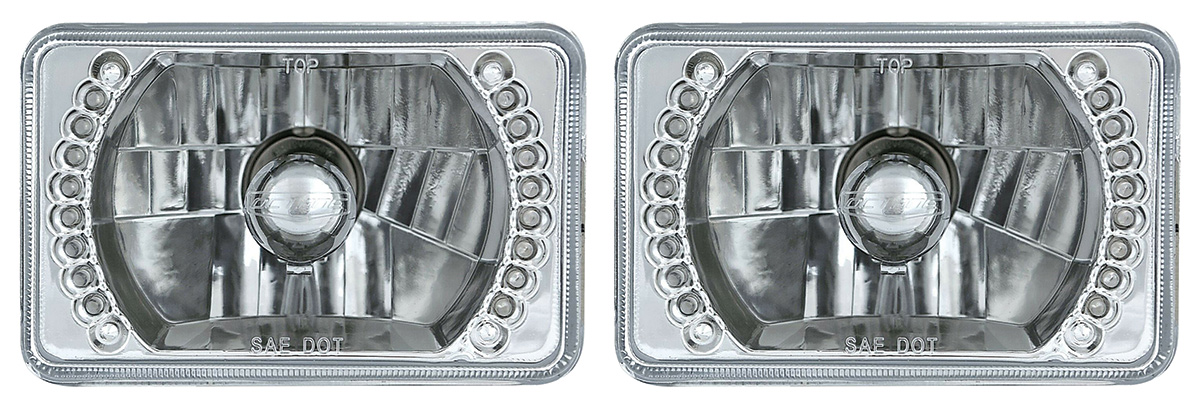 Headlights, Octane Lighting 4X6", LED Split Halo, Halogen H4 Bulb ...