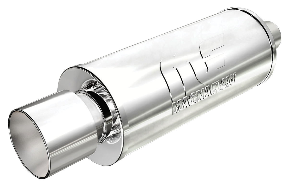 Magnaflow - Muffler w/Tip, Street 6" x 21" Round, 2.25" Inlet/4" Rolled ...