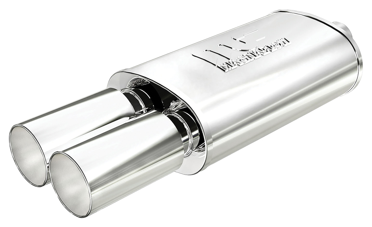 Magnaflow - Muffler w/Tip, Street 5" x 8" x 14" Oval, 2.25" In/Dual 3.5 ...