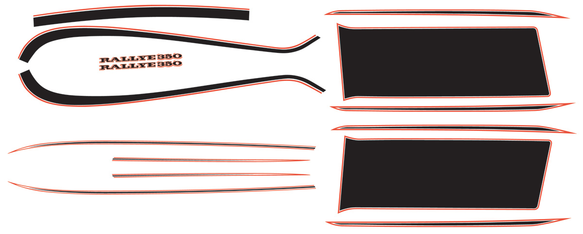 Phoenix Graphix - Decal, 70 Cutlass, Stripe Kit, Rallye 350, Orange ...