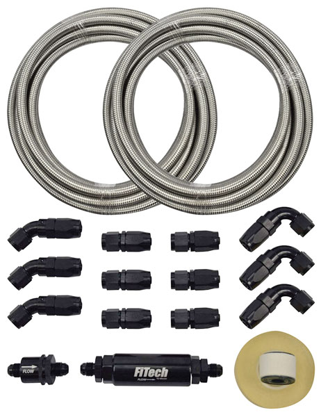 Hose Kit, FiTech, Go Fuel, 40 ft. Braided Flex Line w/Fittings @ OPGI.com