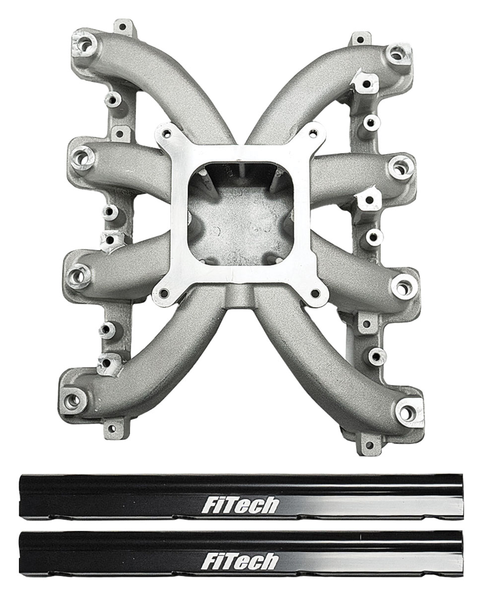 Intake Manifold, FiTech Retro LS3 Port, Cast Aluminum, w/Fuel Rails ...